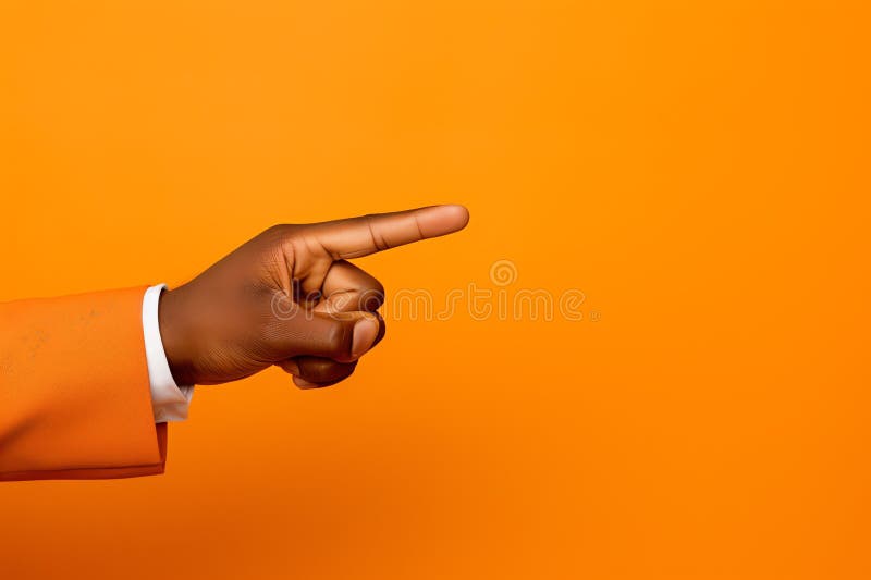 Pointing Finger Hand Gesture on Orange Background Stock Illustration ...