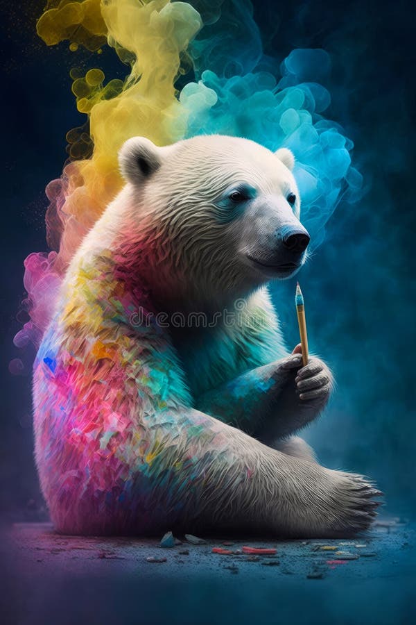 Image of Polar Bear with Colored Smoke Coming Out of it. Generative AI ...