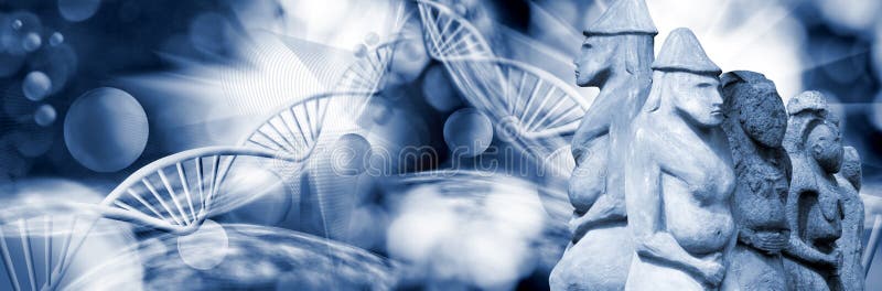 Polovtsian Stone Idols on the Background of the Abstract Image of DNA ...