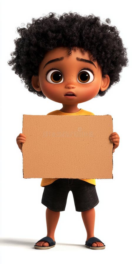 An Image of a Poor Child Standing before a Board Portrait. Stock ...