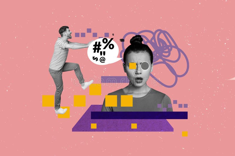 Image Pop Collage of Person Close Eyes with Hypnosis Think Speech ...