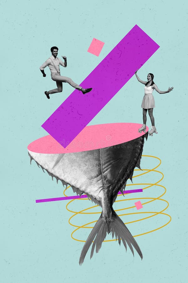 Vertical Photo Collage of Happy Man Hold Big Hand Megaphone Strike ...