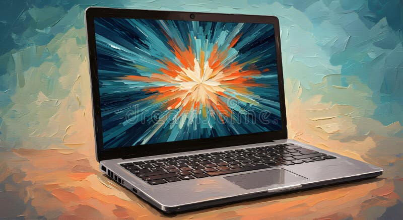 Image of a Portable Computer (laptop) with a Stunning Futuristic Visual ...