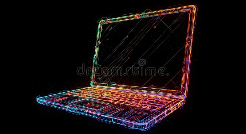 Image of a Portable Computer (laptop) with a Stunning Futuristic Visual ...