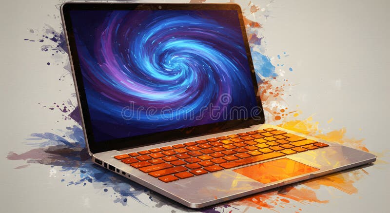 Image of a Portable Computer (laptop) with a Stunning Futuristic Visual ...