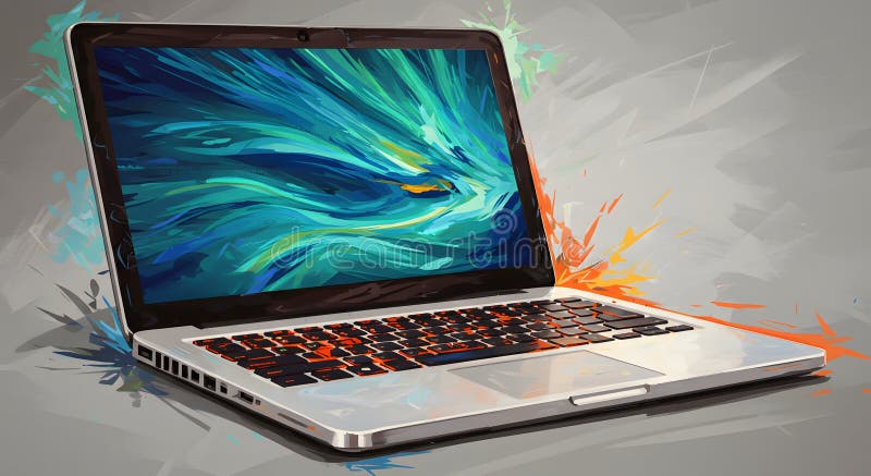 Image of a Portable Computer (laptop) with a Stunning Futuristic Visual ...