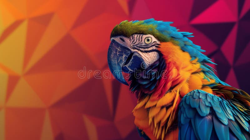 Realistic Colorful Parrot with Geometric Background Stock Image - Image ...