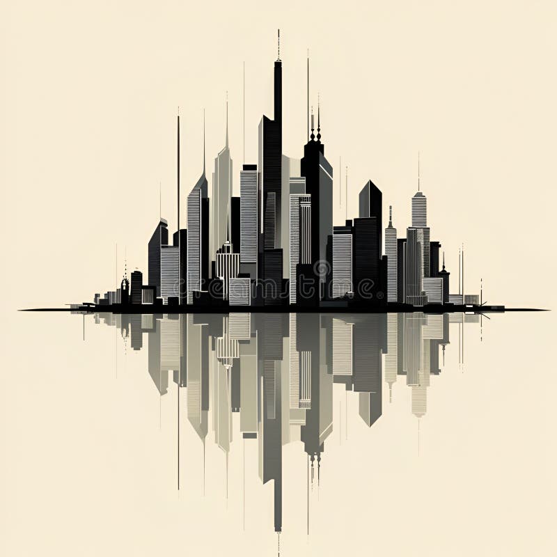 Abstract Representation of a City Skyline Using Simple Lines and ...
