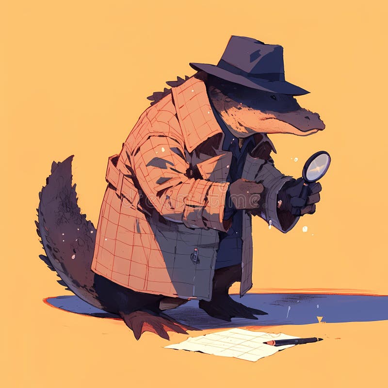 Detective Alligator Investigates Stock Illustration - Illustration of ...