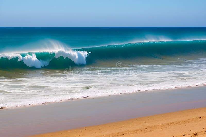 A Summer Beach with Raging Waves Generated by Ai Stock Illustration ...