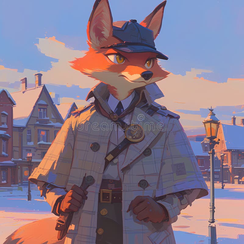Detective Fox Saves the Day Stock Illustration - Illustration of boot ...
