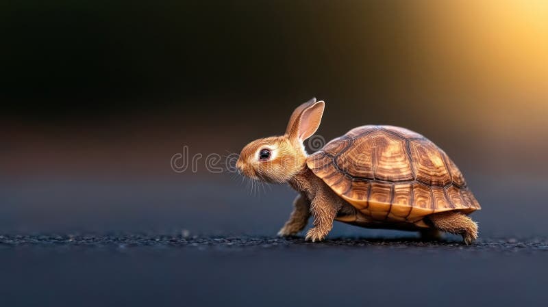 Rabbit and Turtle Racing: Blurred Background with Rabbit Riding on ...