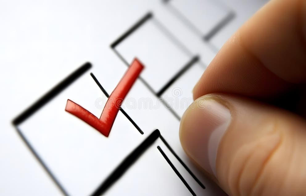 Hand Marking a Checklist with a Red Tick, Paper Document Illustration ...