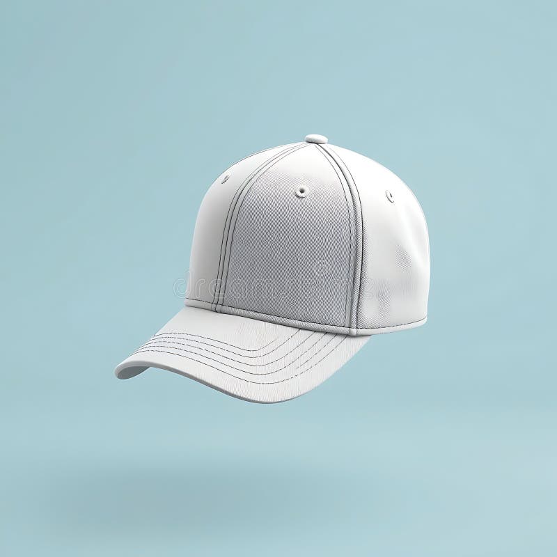 A Custom Baseball Cap Mockup Floating in Mid Air with a Solid Colored ...
