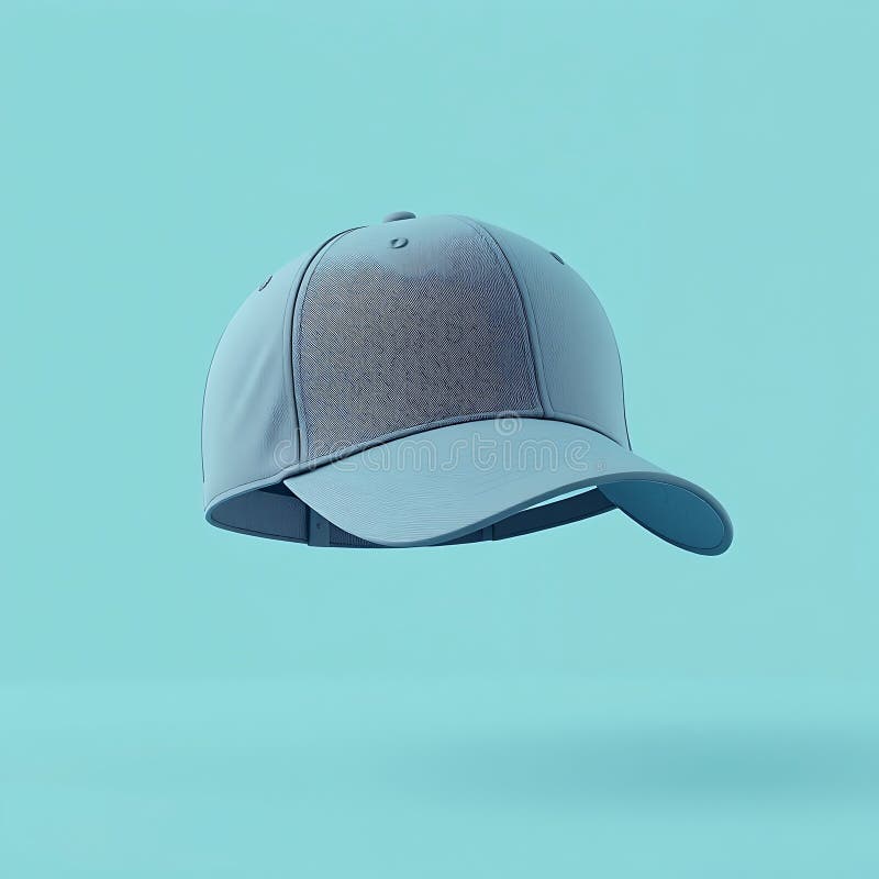 A Custom Baseball Cap Mockup Floating in Mid Air with a Solid Colored ...