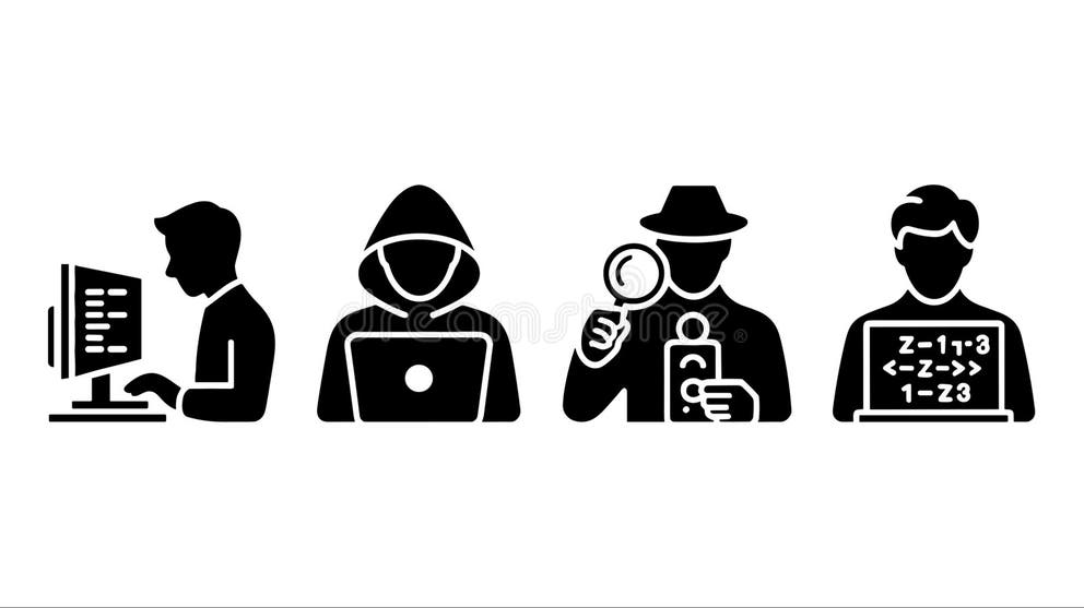 Cybersecurity Hacker Programmer Detective Code Analysiss Stock Vector ...