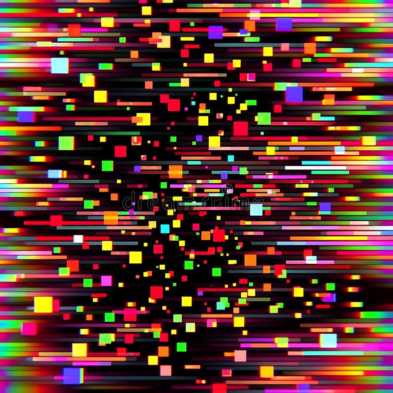 A Digital Glitch Effect with Colorful, Fragmented Pixelation Scattered ...