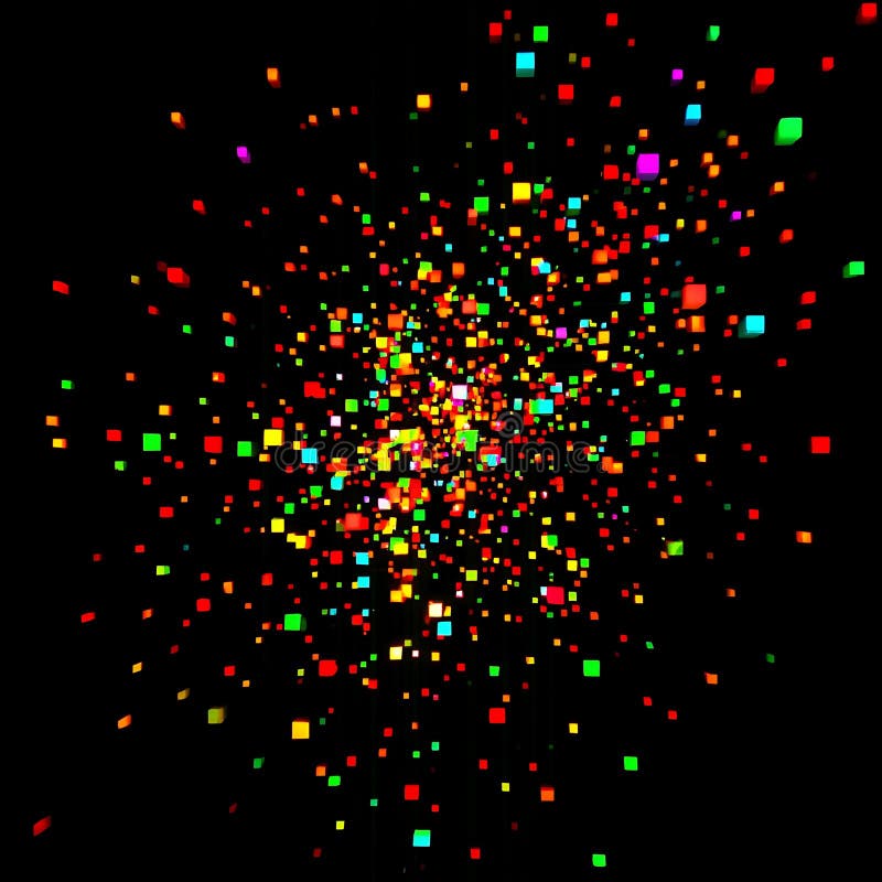 A Digital Glitch Effect with Fragmented Colorful Pixels Scattered ...