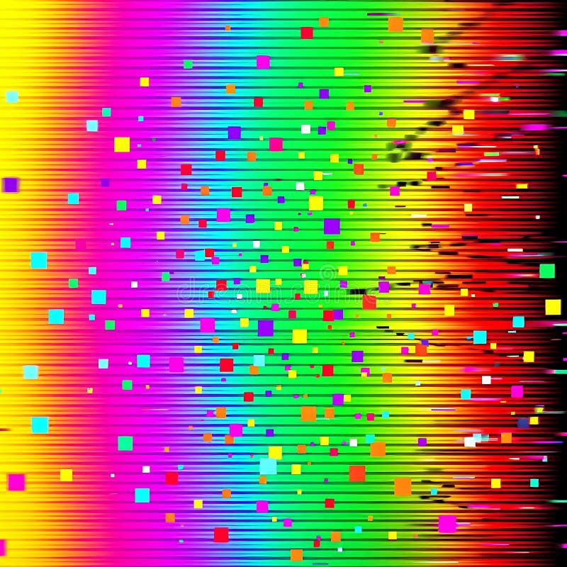 A Digital Glitch Effect with Fragmented Colorful Pixels Scattered ...