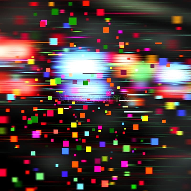 A Digital Glitch Effect with Fragmented Colorful Pixels Scattered ...