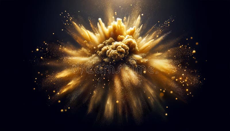 This Image Portrays a Dramatic Golden Explosion with Sparkling ...