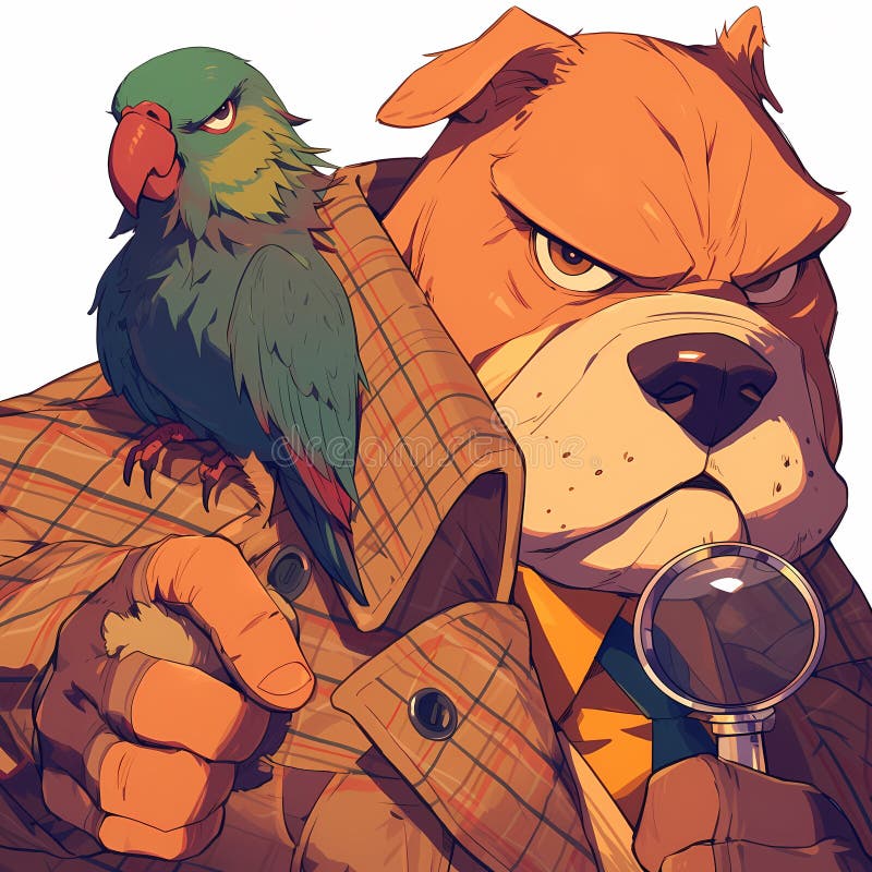 Detective Parrot and Dog Team Stock Illustration - Illustration of ...
