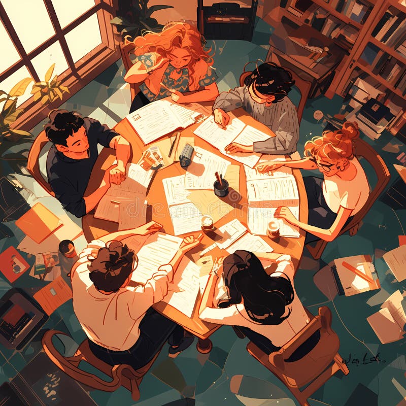 Insightful Discussion - Team Collaboration at Work Stock Illustration ...