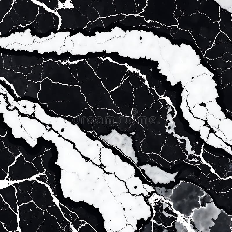 A High Contrast Black and White Marble Texture with Bold, Dark Veins ...