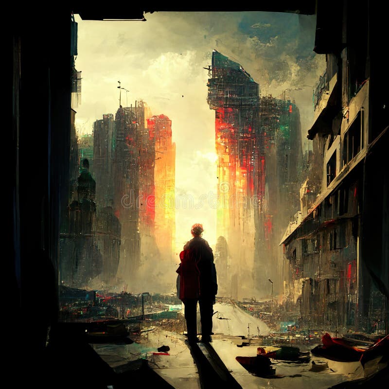 The Light of Hope Amidst the Shadows AI Generated ILLUSTRATION Stock ...