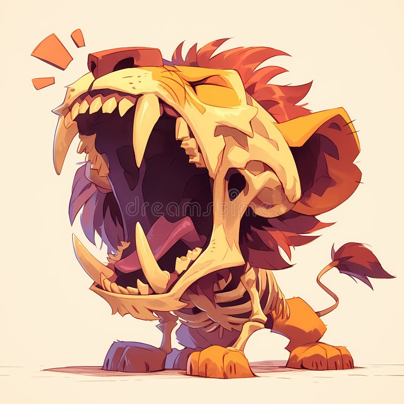 Fierce Lion Skeleton Roar! stock photo. Image of fantasy - 310251146