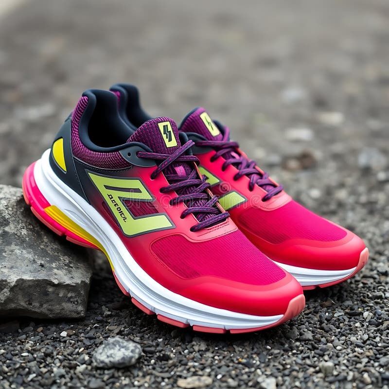 A Pair of Running Shoes with Bold Color Blocking and Advanced ...