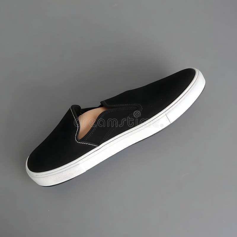 A Pair of Ultra Light Slip on Shoes in Black with Minimal Detailing ...