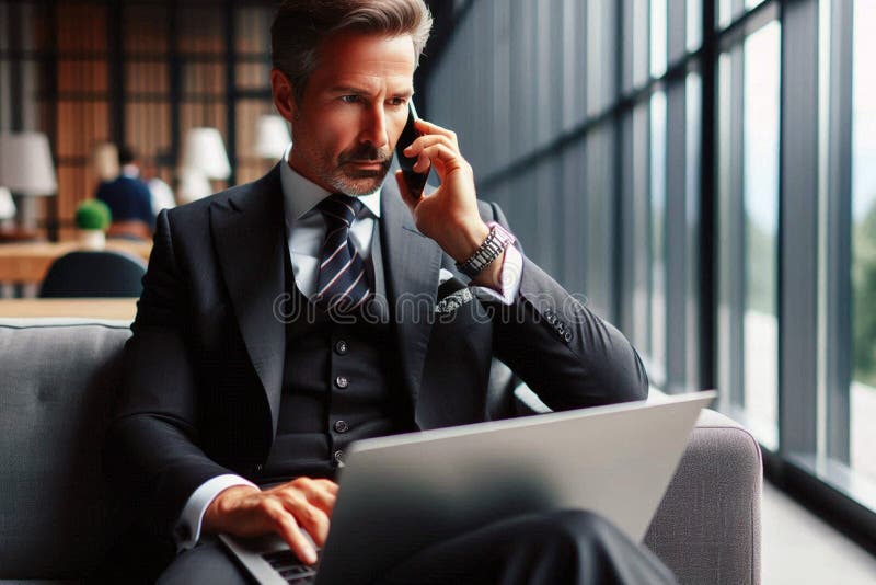 Executive Command: a Leader in a Modern Office Setting Stock ...