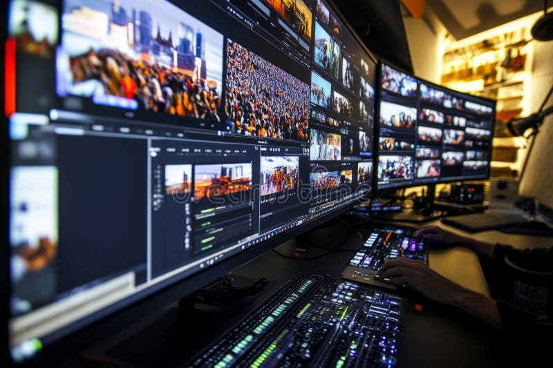 A Modern Video Editing Suite is Showcased in this Image. Multiple ...