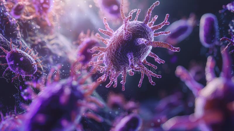 Purple Bacteria Exhibiting Intricate Textures and Forms Stock ...