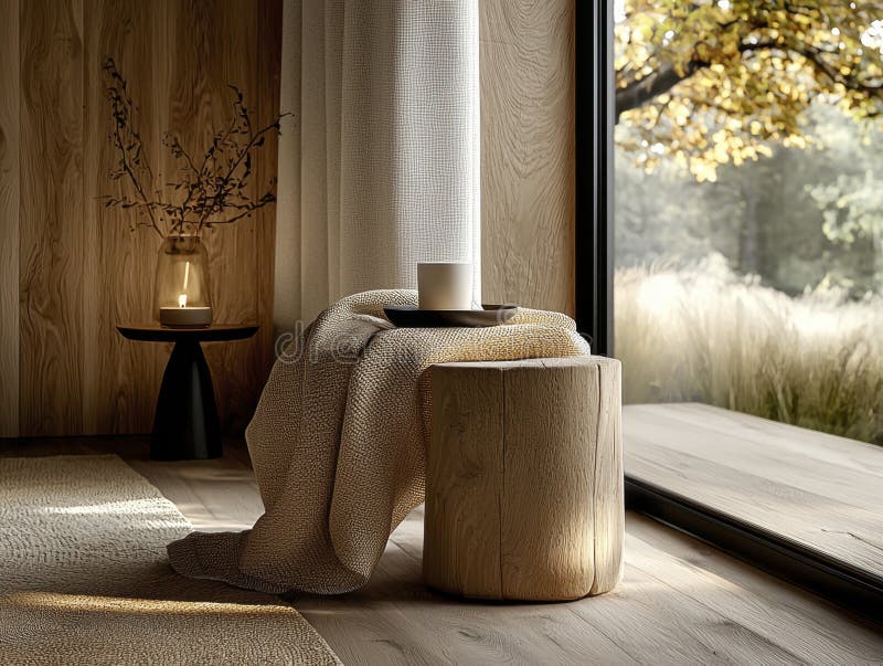 The Image Portrays a Serene and Inviting Interior, Seamlessly Blending ...