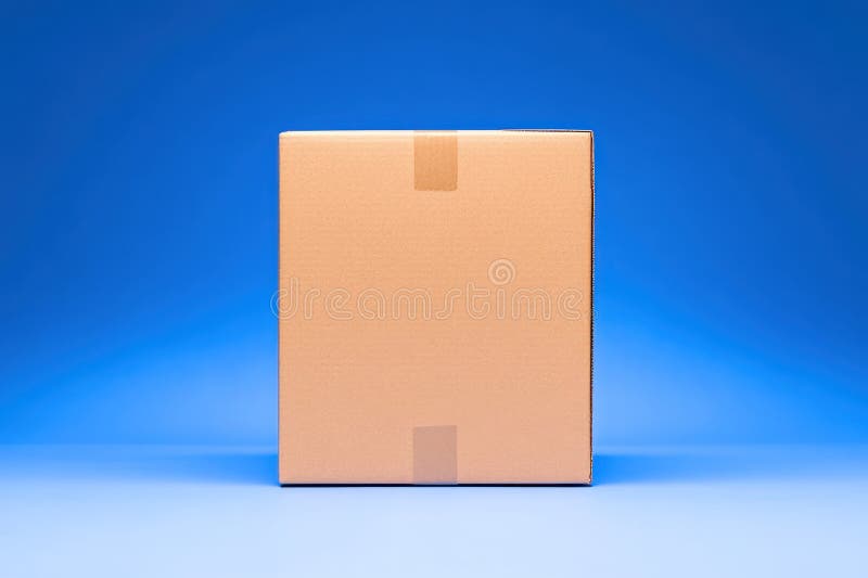 Brown Cardboard Box on Blue Background Stock Illustration ...