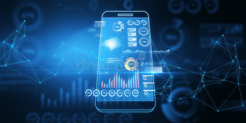 Image Portrays a Smartphone with an Advanced Data Analysis Display ...