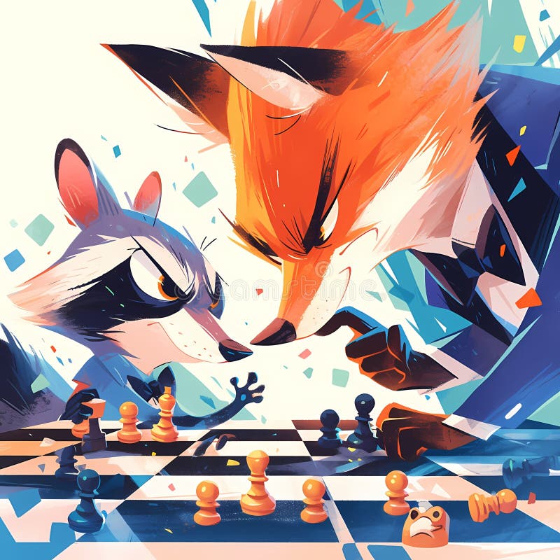Clever Critters Play Chess stock illustration. Illustration of match ...