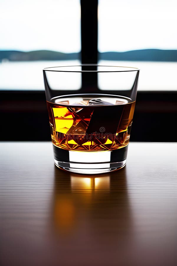 A Wine Glass on a Table with a Translucent Window Generated by Ai Stock ...