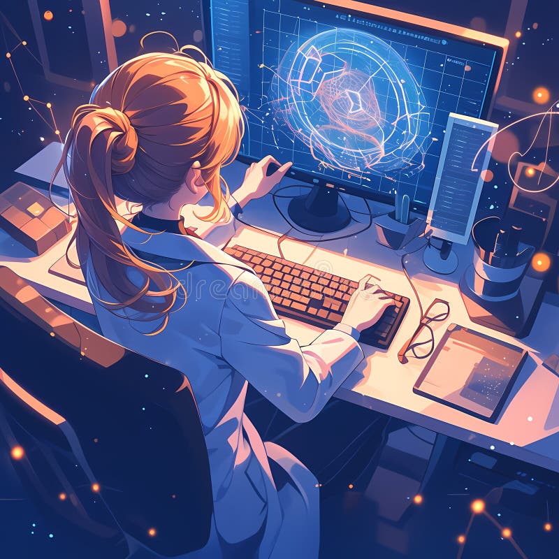 Determined Scientist Explores Cosmos, Stock Illustration - Illustration ...