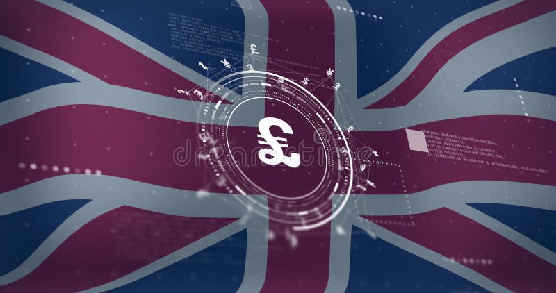 Image of Pound Symbol and Data Over Flag of Great Britain Stock Photo ...