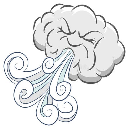 Powerful Angry Cloud Blowing Wind Stock Vector - Illustration of breezy ...