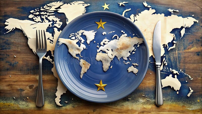 Brexit Aftermath Empty Plate and Crumbling EU Flag Symbolize Disrupted ...