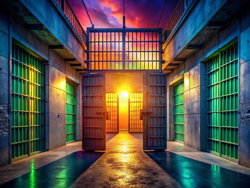 Breaking Free a Symbol of Liberation through Open Jail Doors Stock ...