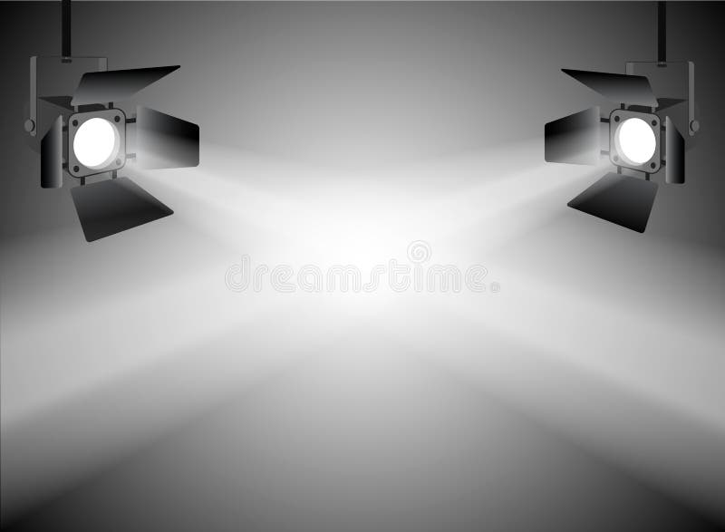 Directed Light Spotlights on Stage Gray Background. Stock Illustration ...