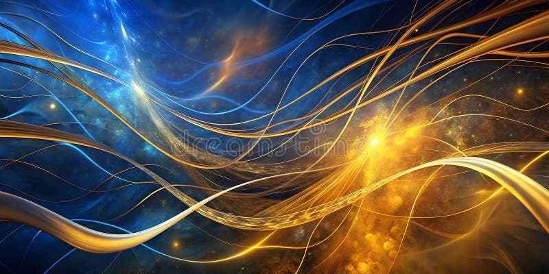 Intertwining Blue and Gold Waves in Abstract Background Stock ...
