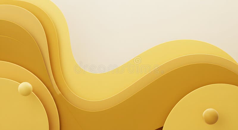 Abstract Golden Wave Layers with Sphere Accents Stock Illustration ...