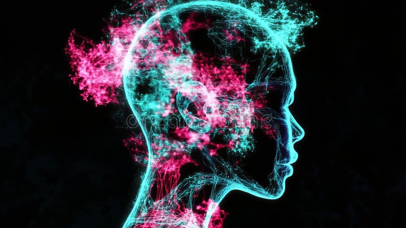 Abstract Human Head Concept Glows Sci-Fi Stock Video - Video of ...
