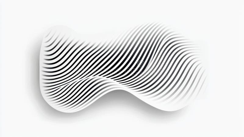 Abstract Geometric Design with Black and White Lines Forming a Wave ...